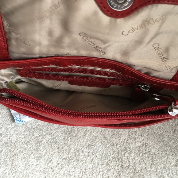 Calvin Klein | Bags | Nwot Calvin Klein Leather Shoulder Purse Red ...